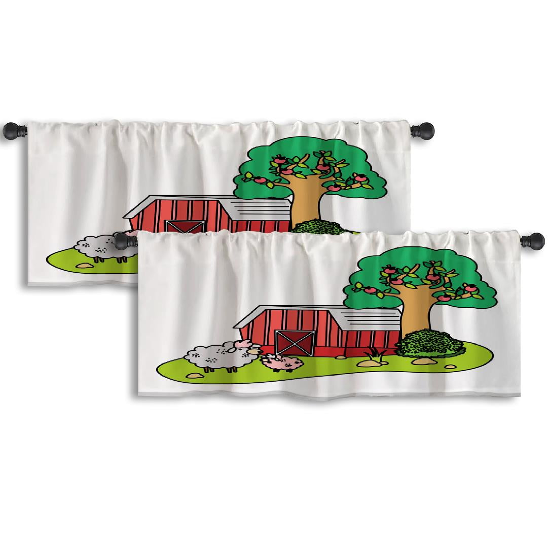 LALILO Kitchen Curtain Valance Upper Natural Rock Beautiful Rod Pocket ...