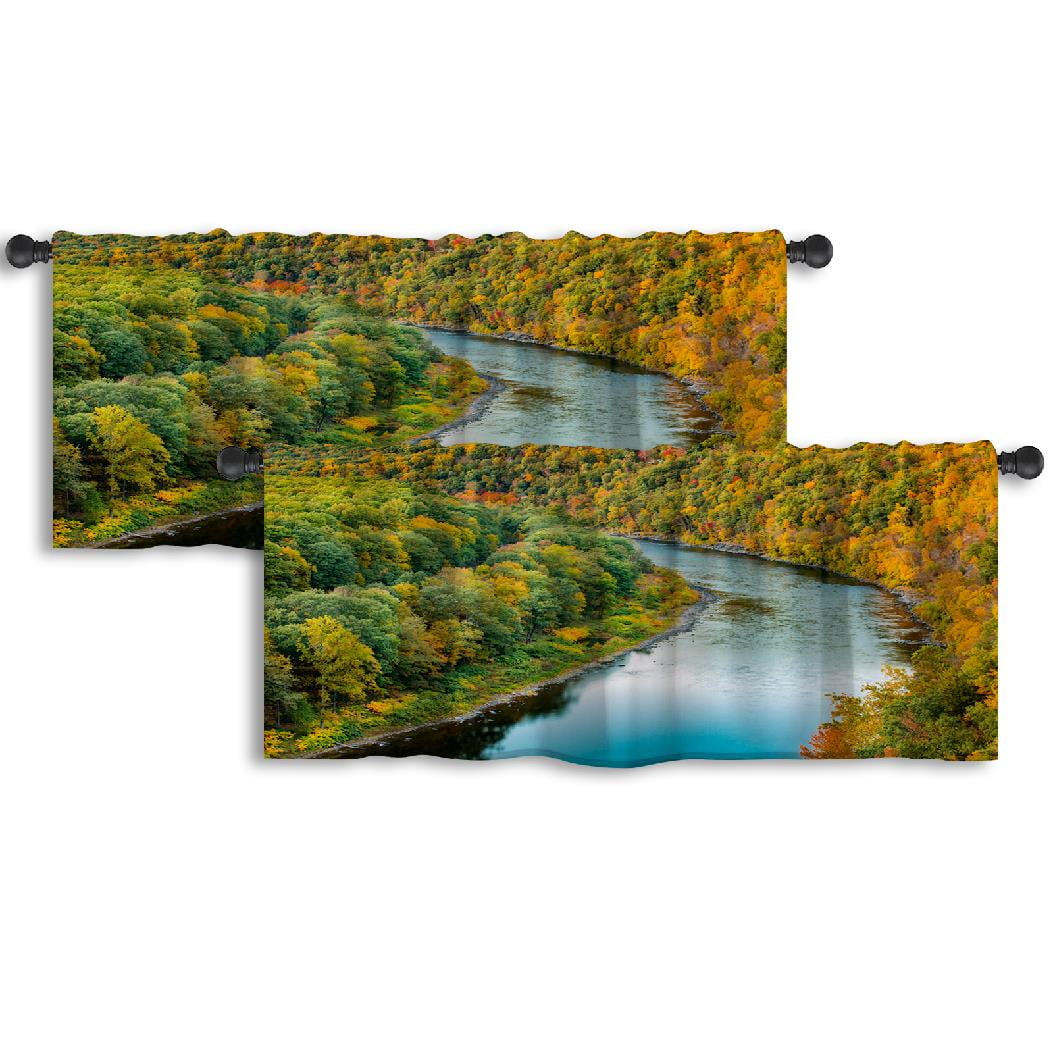 LALILO Kitchen Curtain Valance Upper River Colorful Rod Pocket Window ...