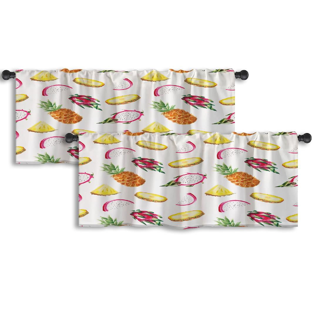 LALILO Kitchen Curtain Valance Vintage Clock With World Map Rod Pocket ...