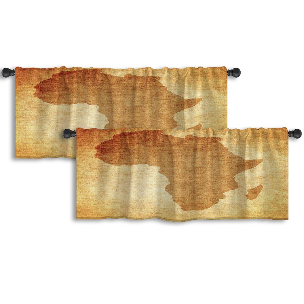 LALILO Kitchen Curtain Valance Vintage Map Africa Africa Map Rod Pocket ...
