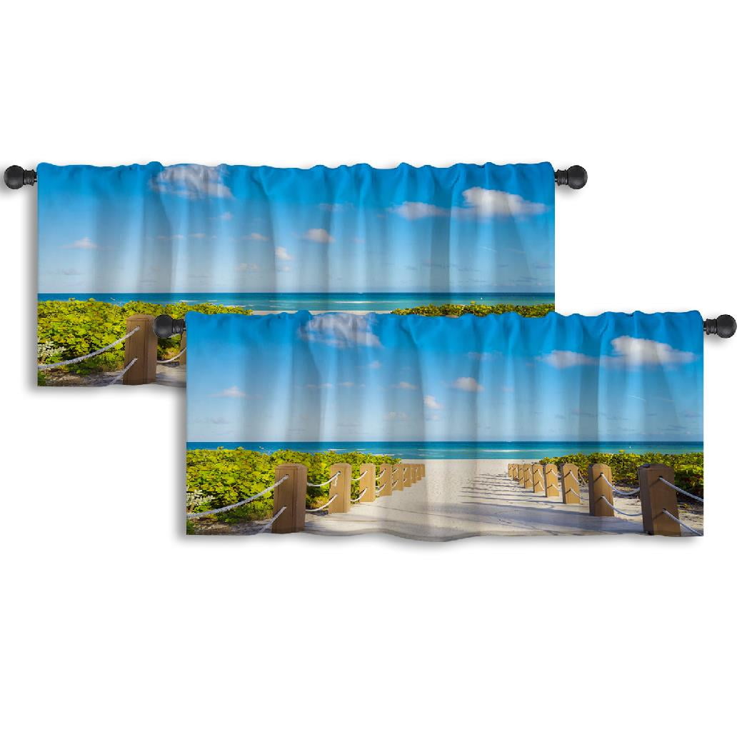 LALILO Kitchen Curtain Valance Walkway Famous South Beach Rod Pocket ...
