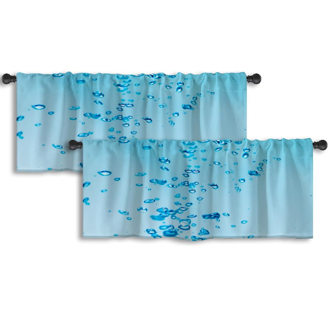 LALILO Kitchen Curtain Valance Water Air Bubbles Natural Rod Pocket ...