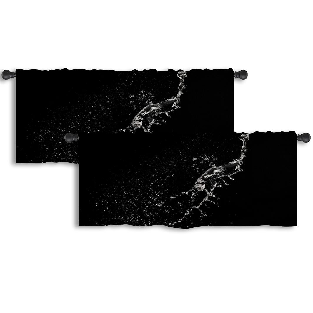 LALILO Kitchen Curtain Valance Water Splash Black Splash Water Rod ...