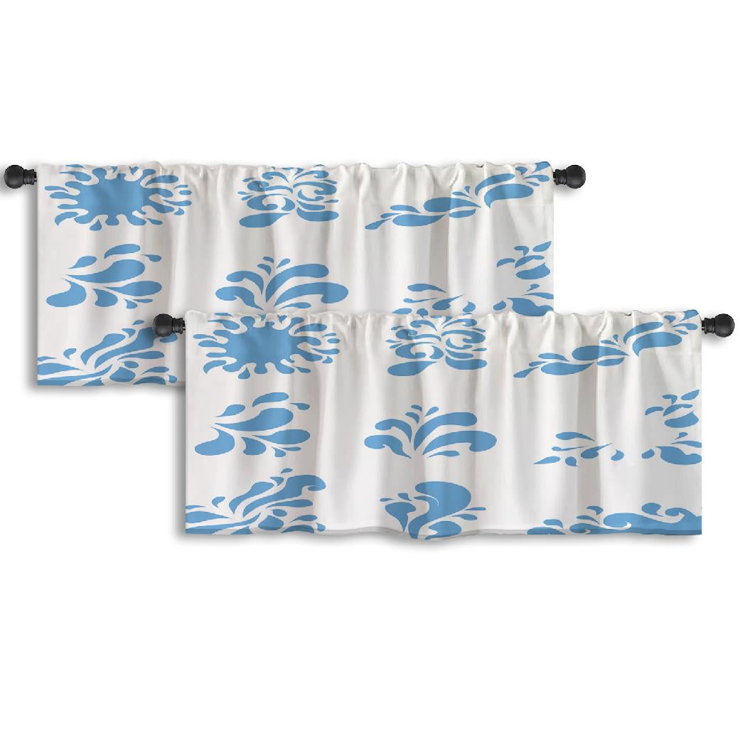 LALILO Kitchen Curtain Valance Water Splash Splash Water Drop Rod ...