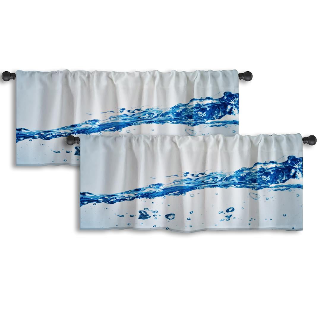 LALILO Kitchen Curtain Valance Water Splash Splash Water With Rod ...