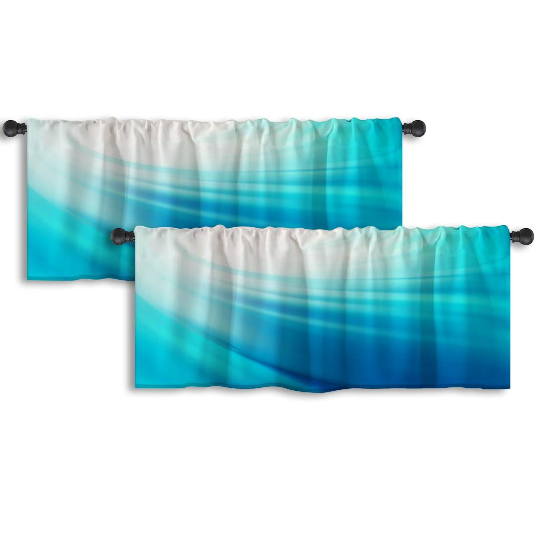 LALILO Kitchen Curtain Valance Water Splash White Beautiful Rod Pocket ...