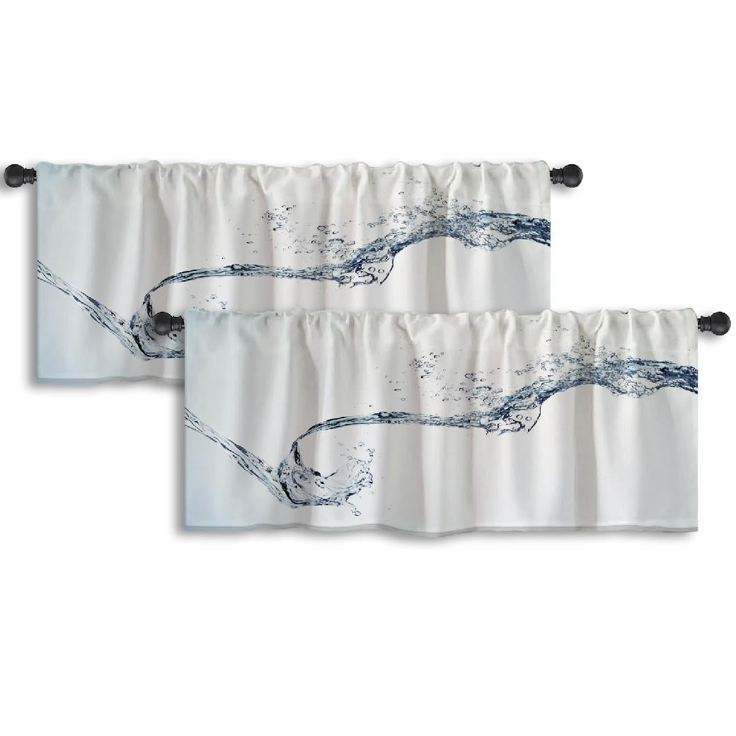 LALILO Kitchen Curtain Valance Water Splash White Splash Water Rod ...