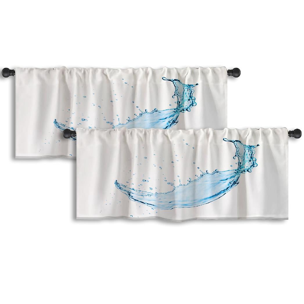 LALILO Kitchen Curtain Valance Water Splash White Water Splash Rod ...