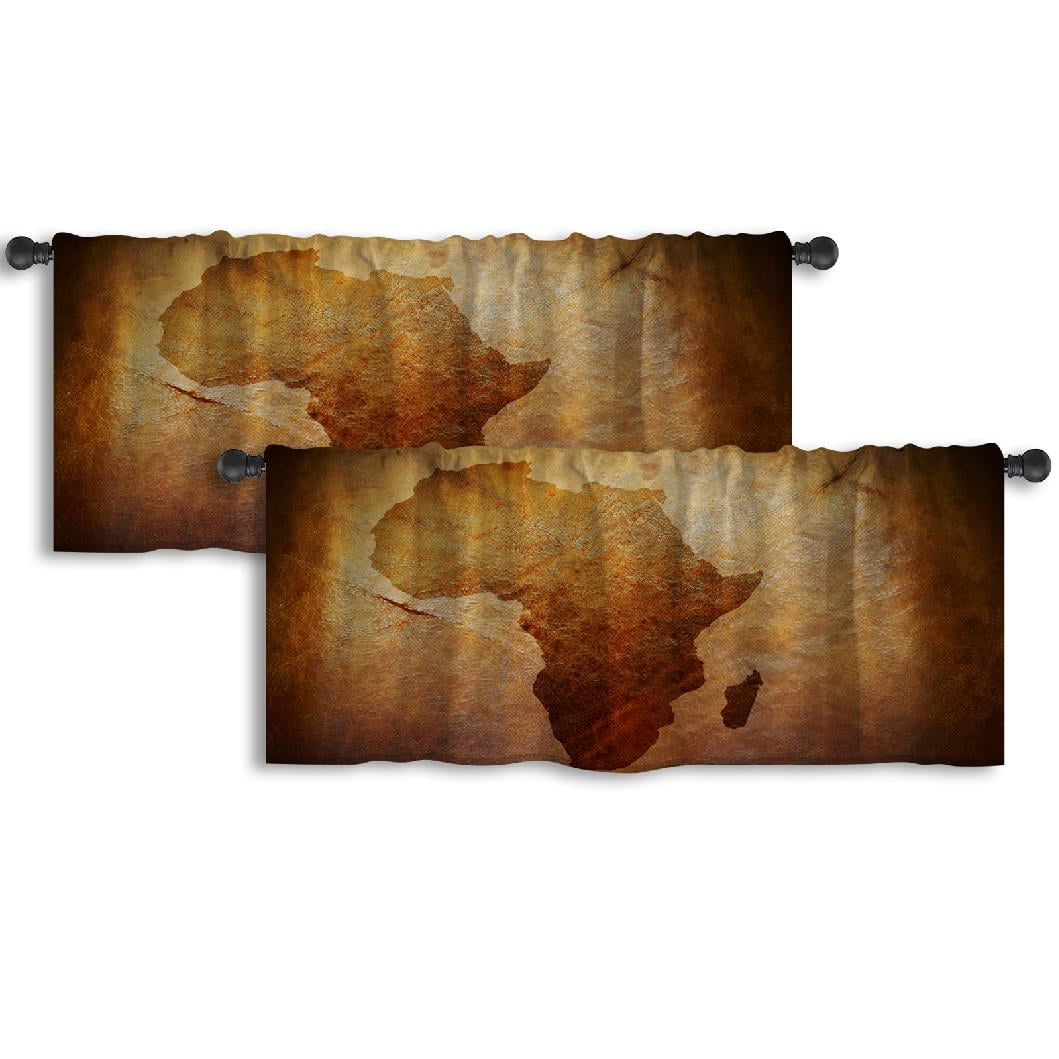 LALILO Kitchen Curtain Valance Water Stain Mark Shape Africa Rod Pocket ...