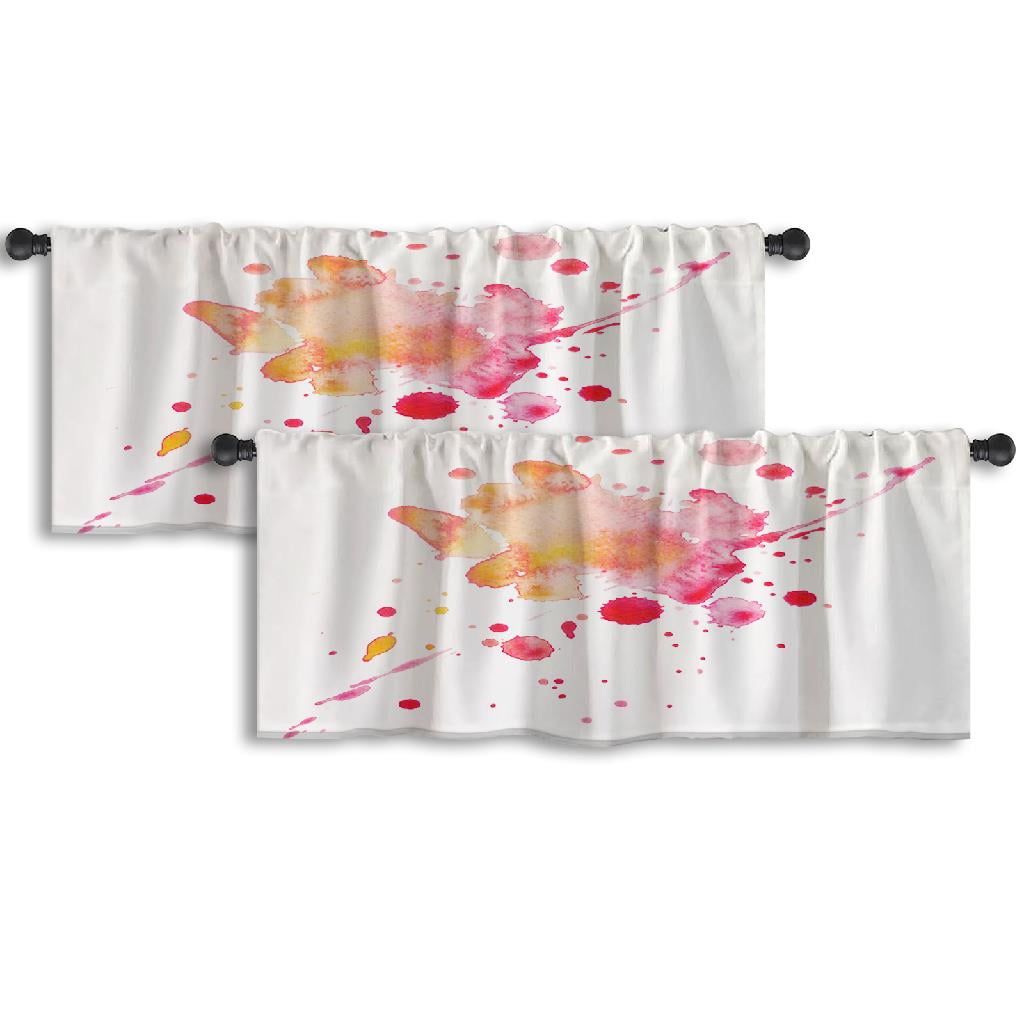 LALILO Kitchen Curtain Valance Water Water Splash Drop Brush Rod Pocket ...