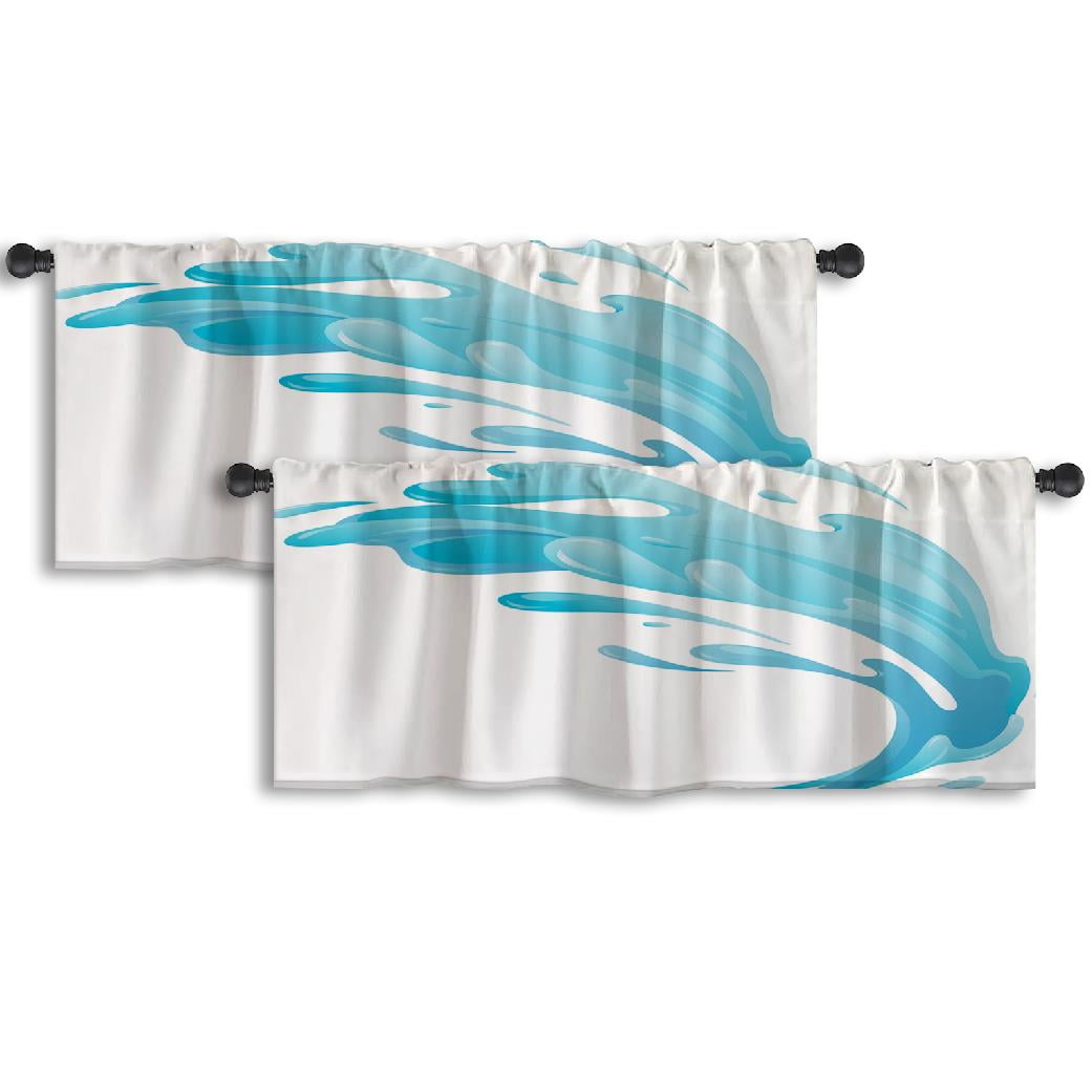 LALILO Kitchen Curtain Valance Water Water Splash Wave Sea Rod Pocket ...