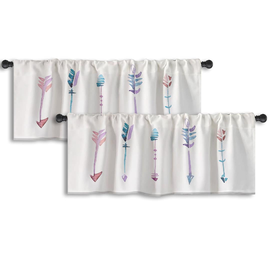 LALILO Kitchen Curtain Valance Watercolor Arrows Arrow Rod Pocket ...