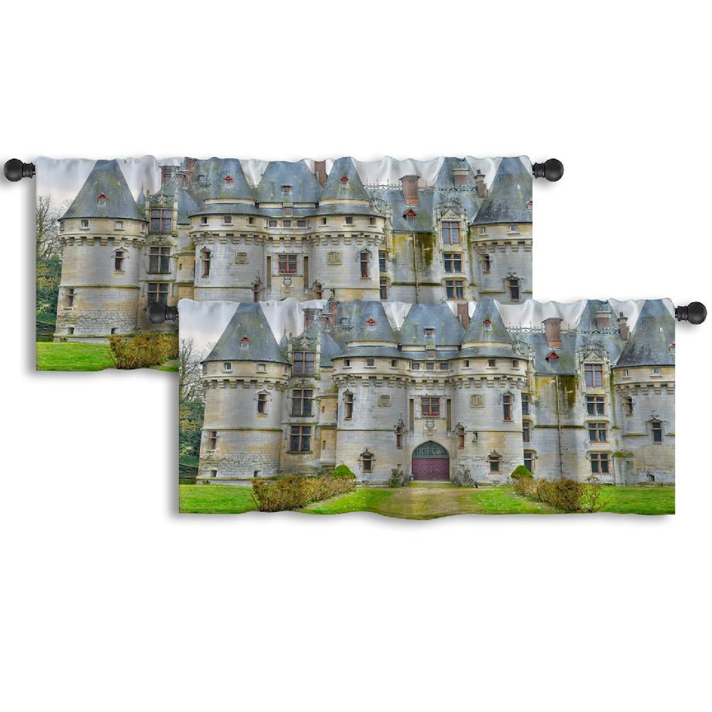 LALILO Kitchen Curtain Valance Watercolor Map World White Map Rod ...