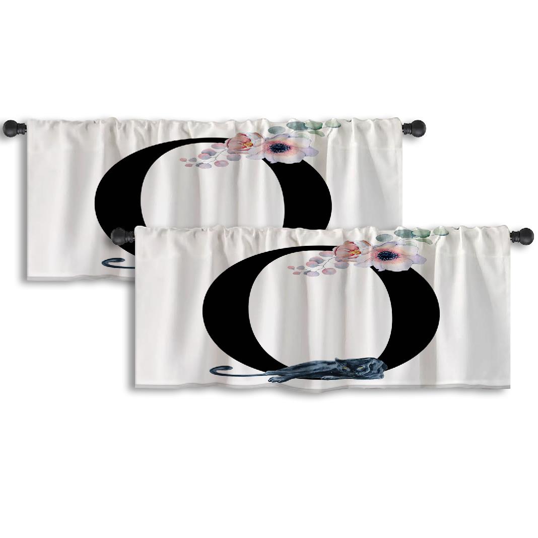 LALILO Kitchen Curtain Valance Watercolor Numbers Rod Pocket Window ...