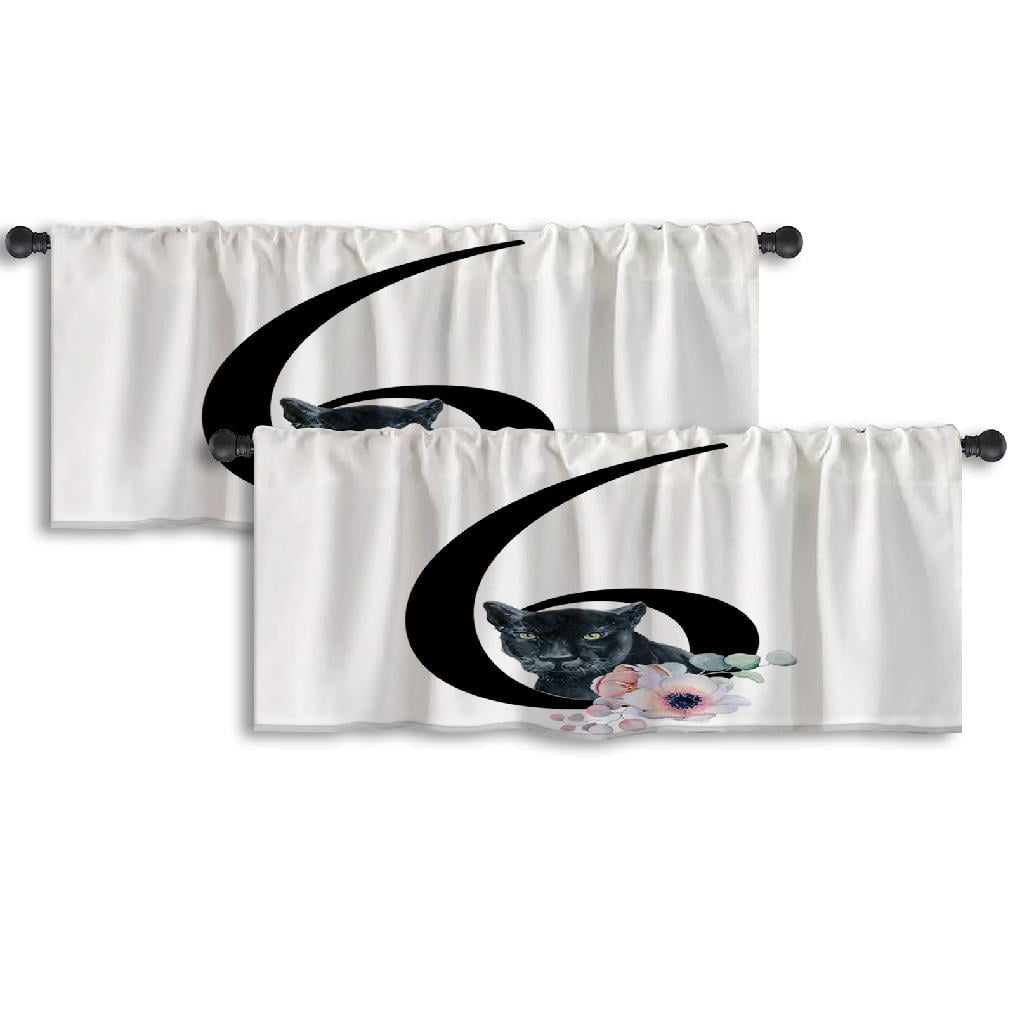 LALILO Kitchen Curtain Valance Watercolor Numbers Rod Pocket Window ...