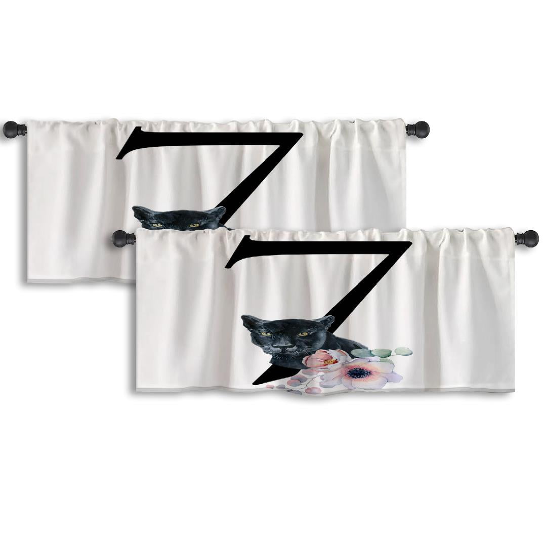 LALILO Kitchen Curtain Valance Watercolor Numbers With Flowers Rod ...