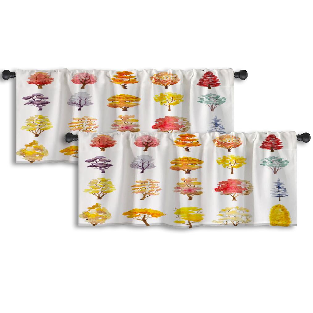 LALILO Kitchen Curtain Valance Watercolor Roses Flower Rose Rod Pocket ...
