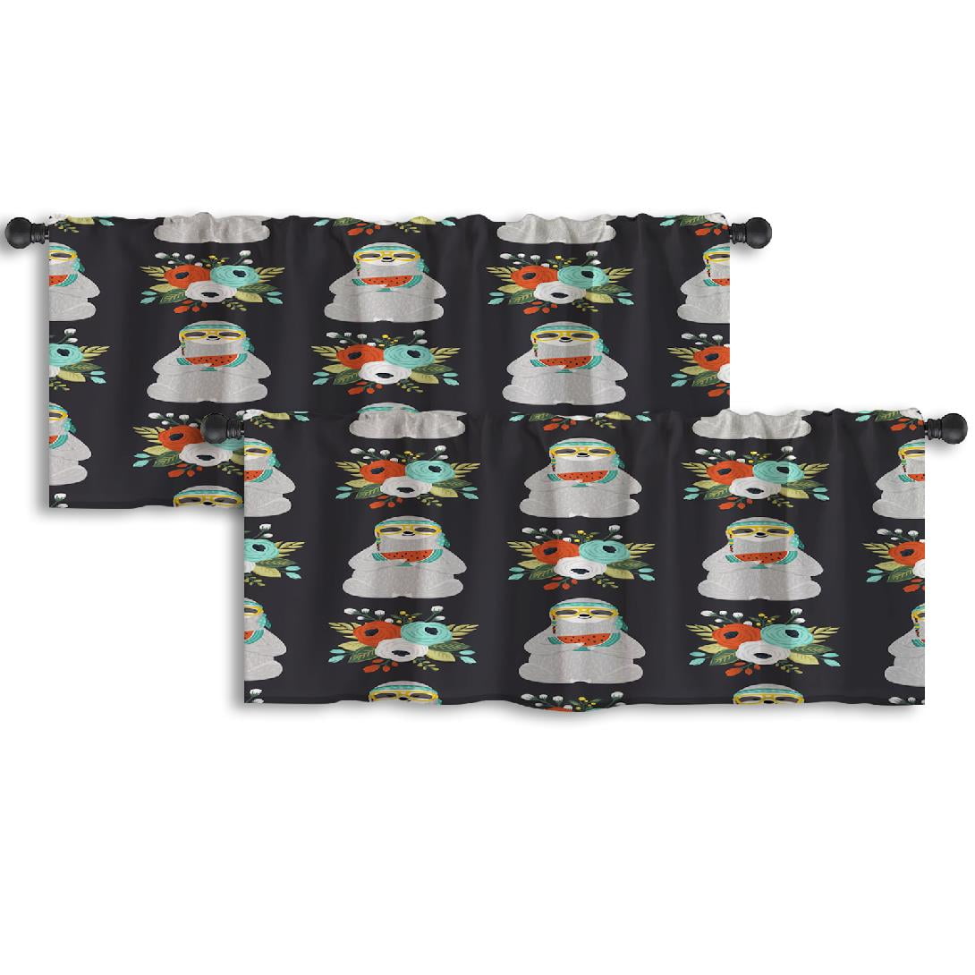 LALILO Kitchen Curtain Valance White Desk With Space And Rod Pocket ...