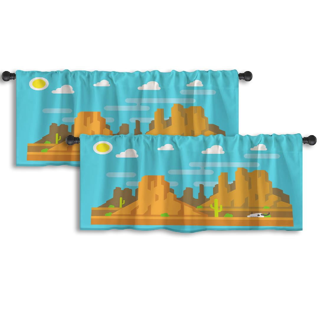 LALILO Kitchen Curtain Valance Wild West Arizona Rod Pocket Window ...