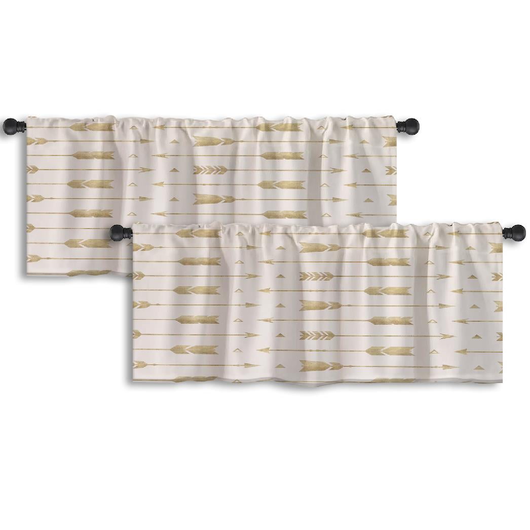 LALILO Kitchen Curtain Valance With Arrows Gold Boho Arrow Rod Pocket ...