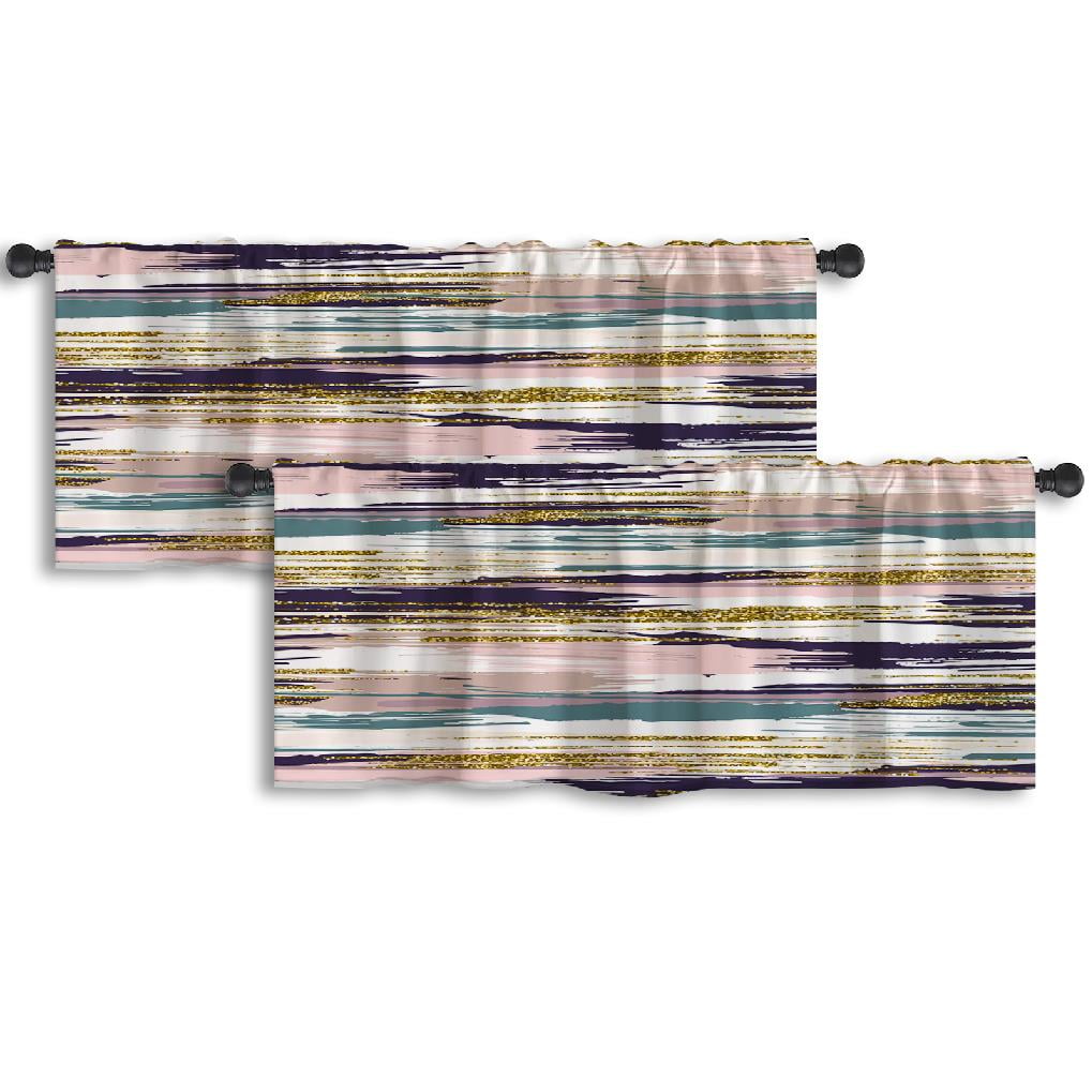 LALILO Kitchen Curtain Valance With Gold Glitter Rod Pocket Window ...