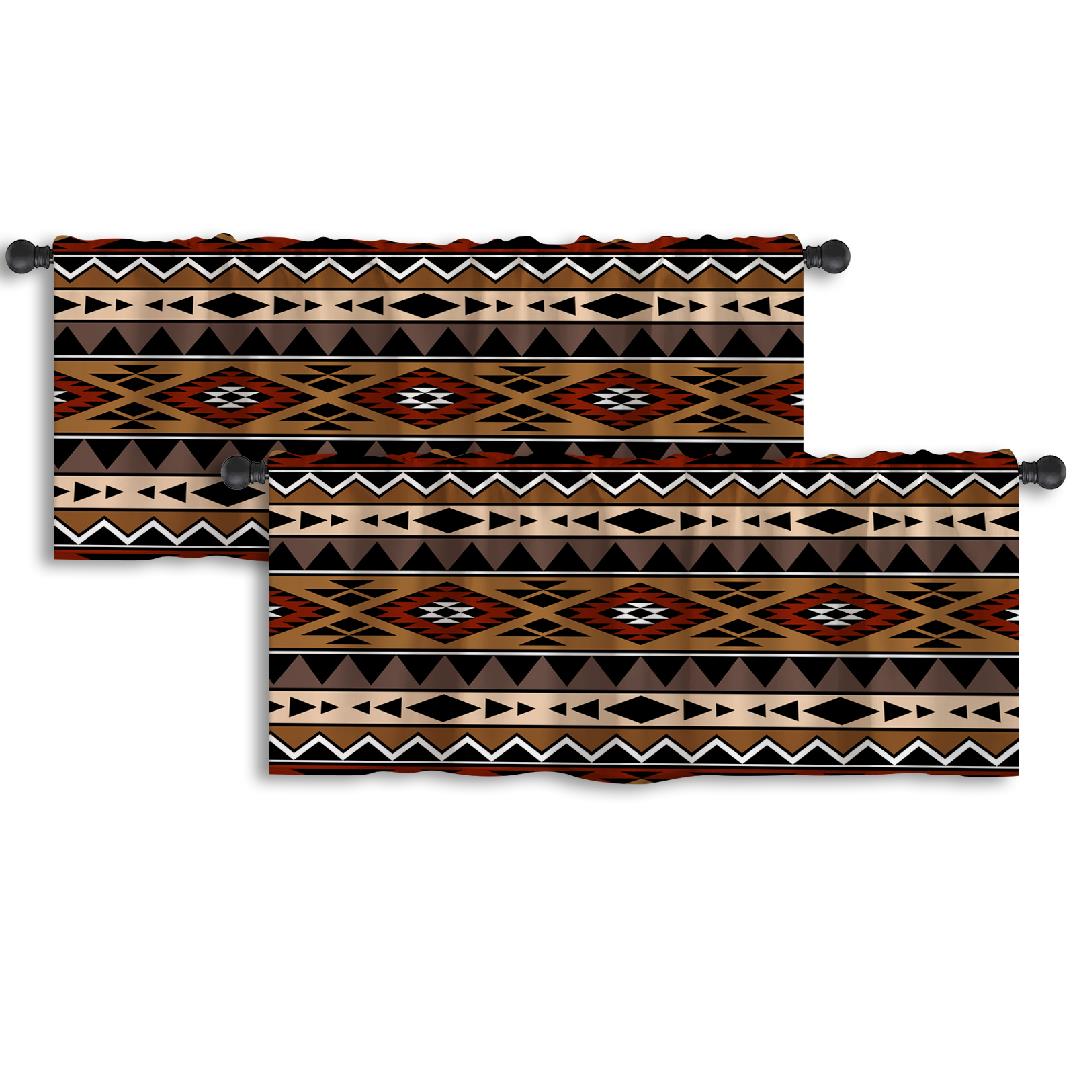 LALILO Kitchen Curtain Valance With Tribal Aztec Ornament Boho Rod ...