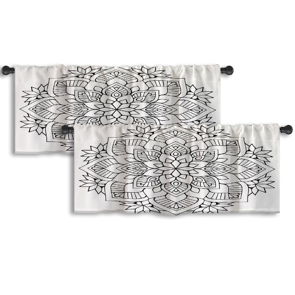 LALILO Kitchen Curtain Valance World Map Line Global Network Rod Pocket ...