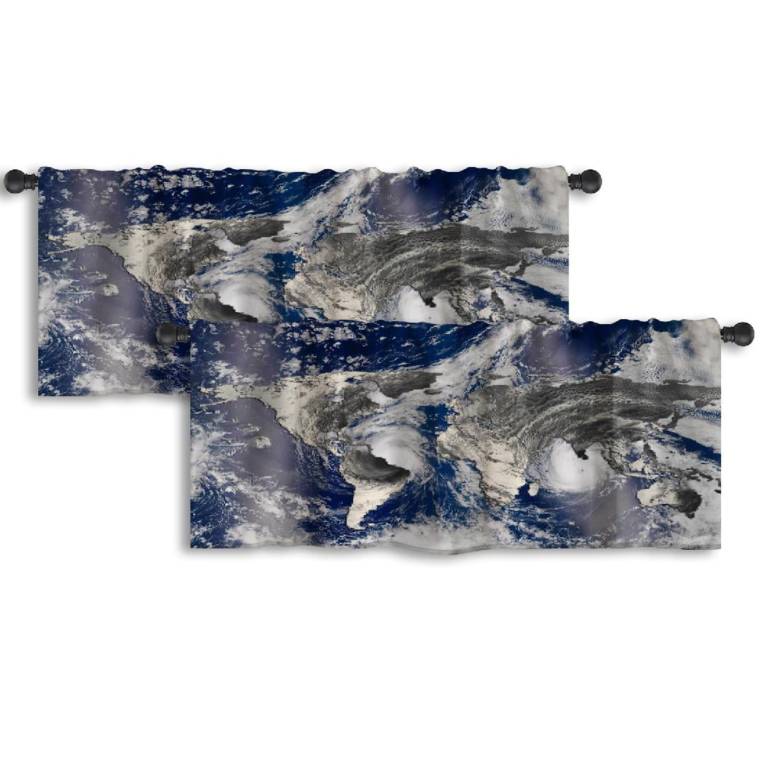 LALILO Kitchen Curtain Valance World Map Nasa Map Asia Rod Pocket ...