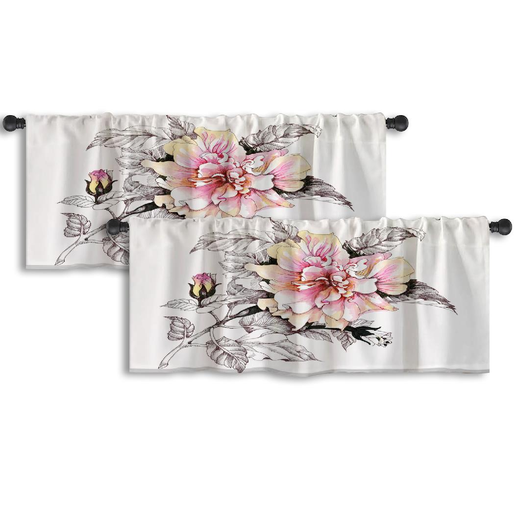 LALILO Kitchen Curtain Valance World Map Watercolor Map World Rod ...