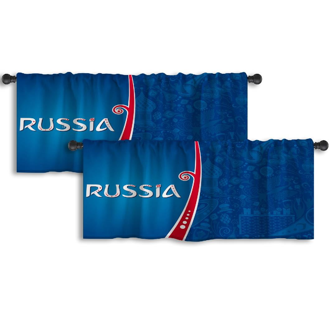 LALILO Kitchen Curtain Valance World Russia With Rod Pocket Window ...