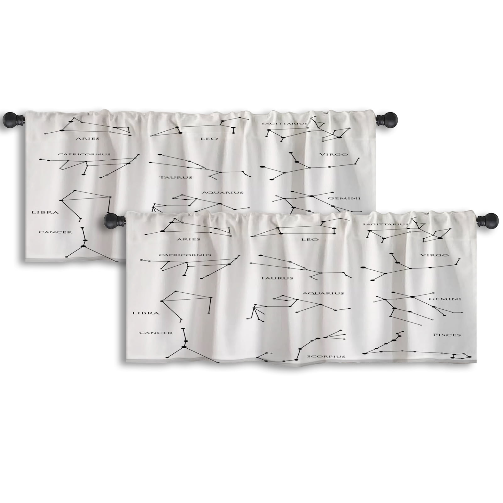 LALILO Kitchen Curtain Valance Zodiac Libra Scorpio Rod Pocket Window ...