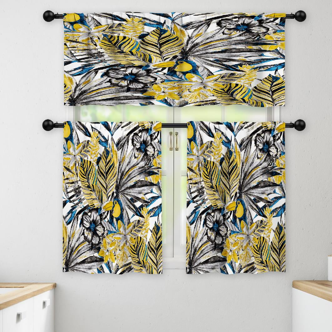 LALILO Kitchen Curtains and Valances Set of 3 36" Beautiful Window ...