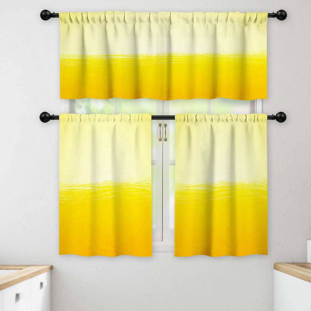 LALILO Kitchen Curtains and Valances Set of 3 36" Bright Window ...