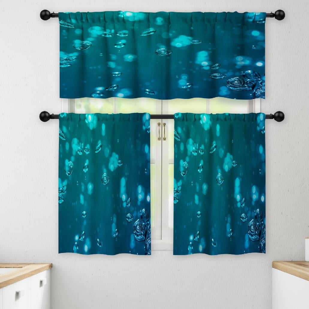 LALILO Kitchen Curtains and Valances Set of 3 36" Bubbles Window ...
