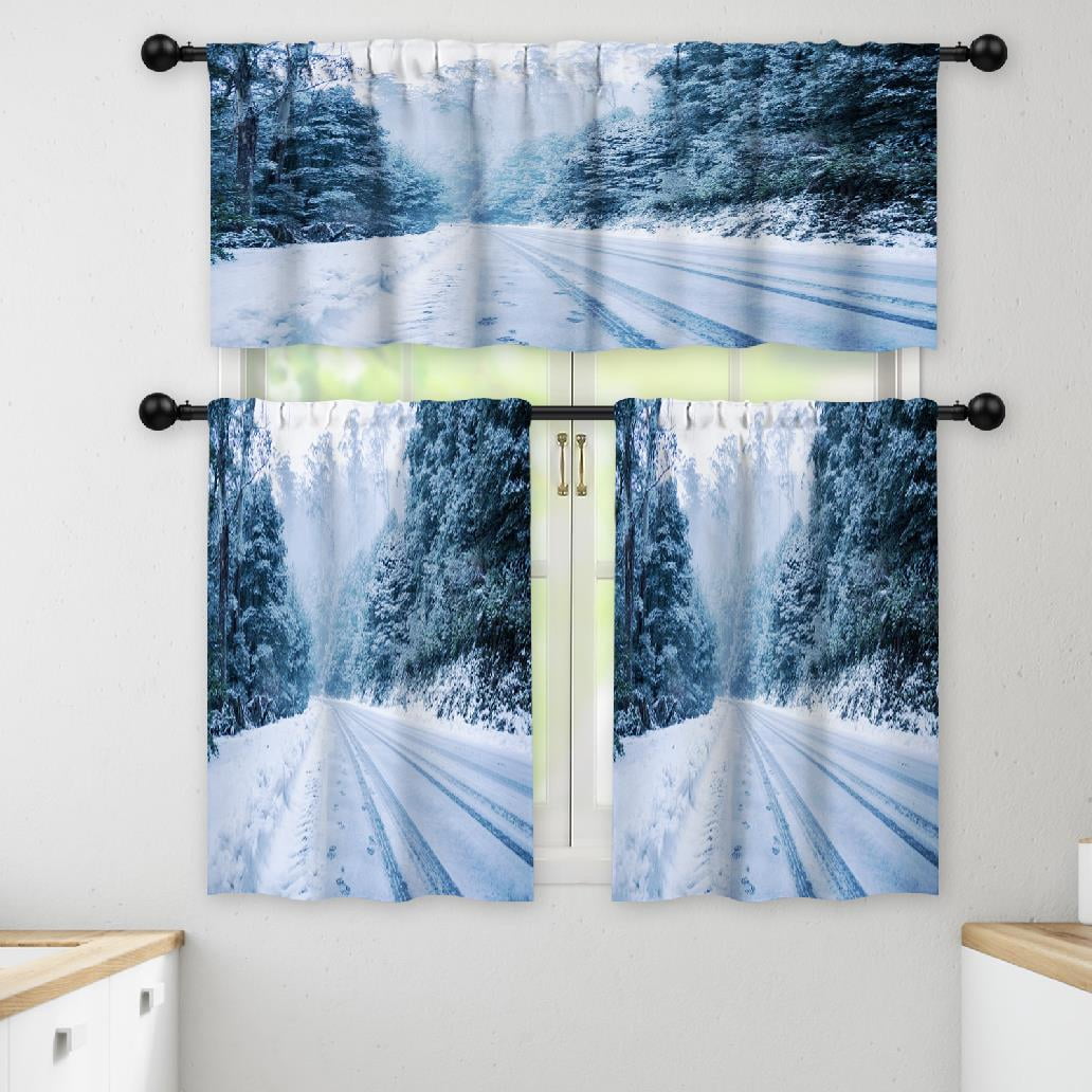 LALILO Kitchen Curtains and Valances Set of 3 36" Car Tire Window ...