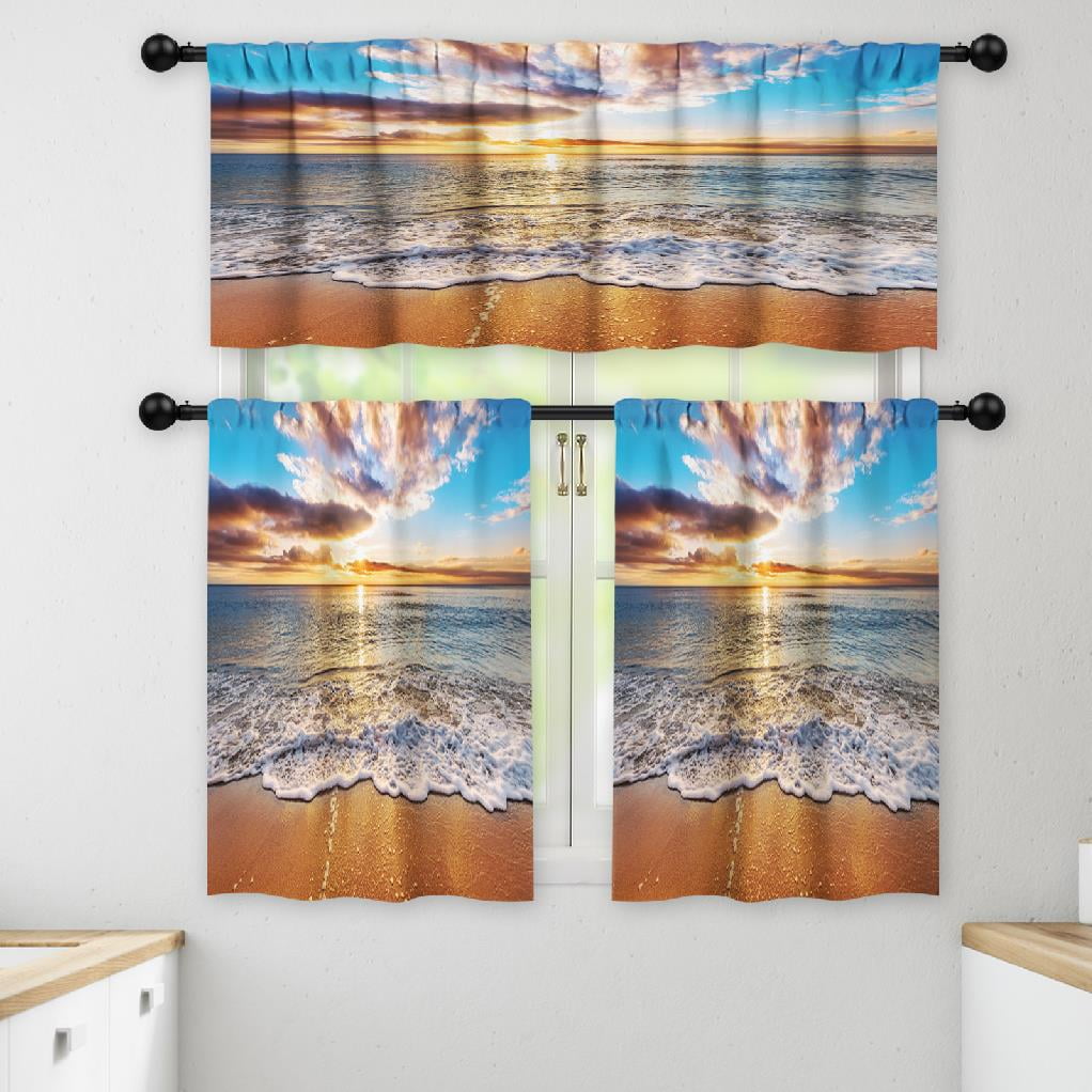 LALILO Kitchen Curtains and Valances Set of 3 36" Colorful Window ...