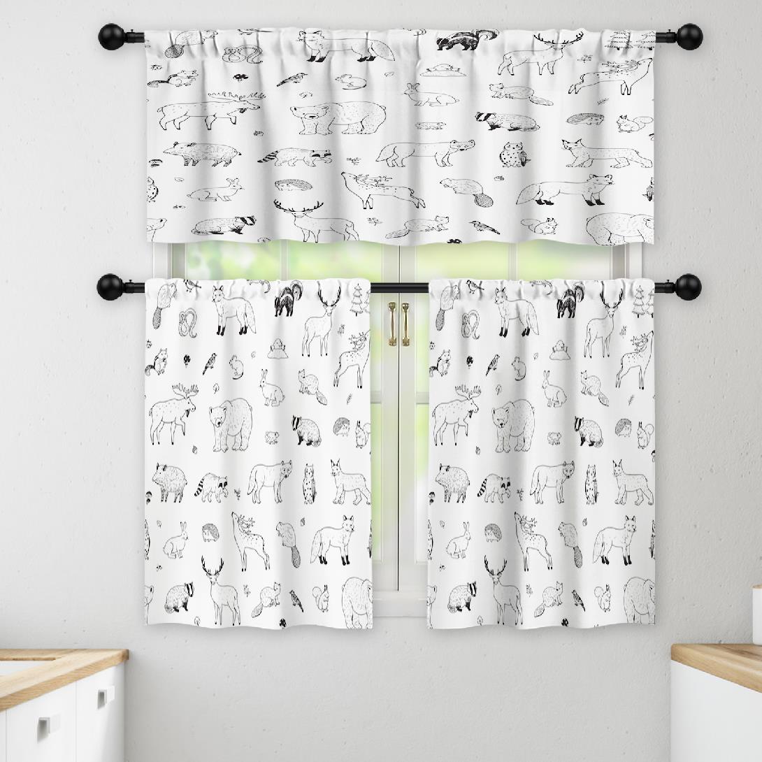 LALILO Kitchen Curtains and Valances Set of 3 36" Cute Window Treatment ...