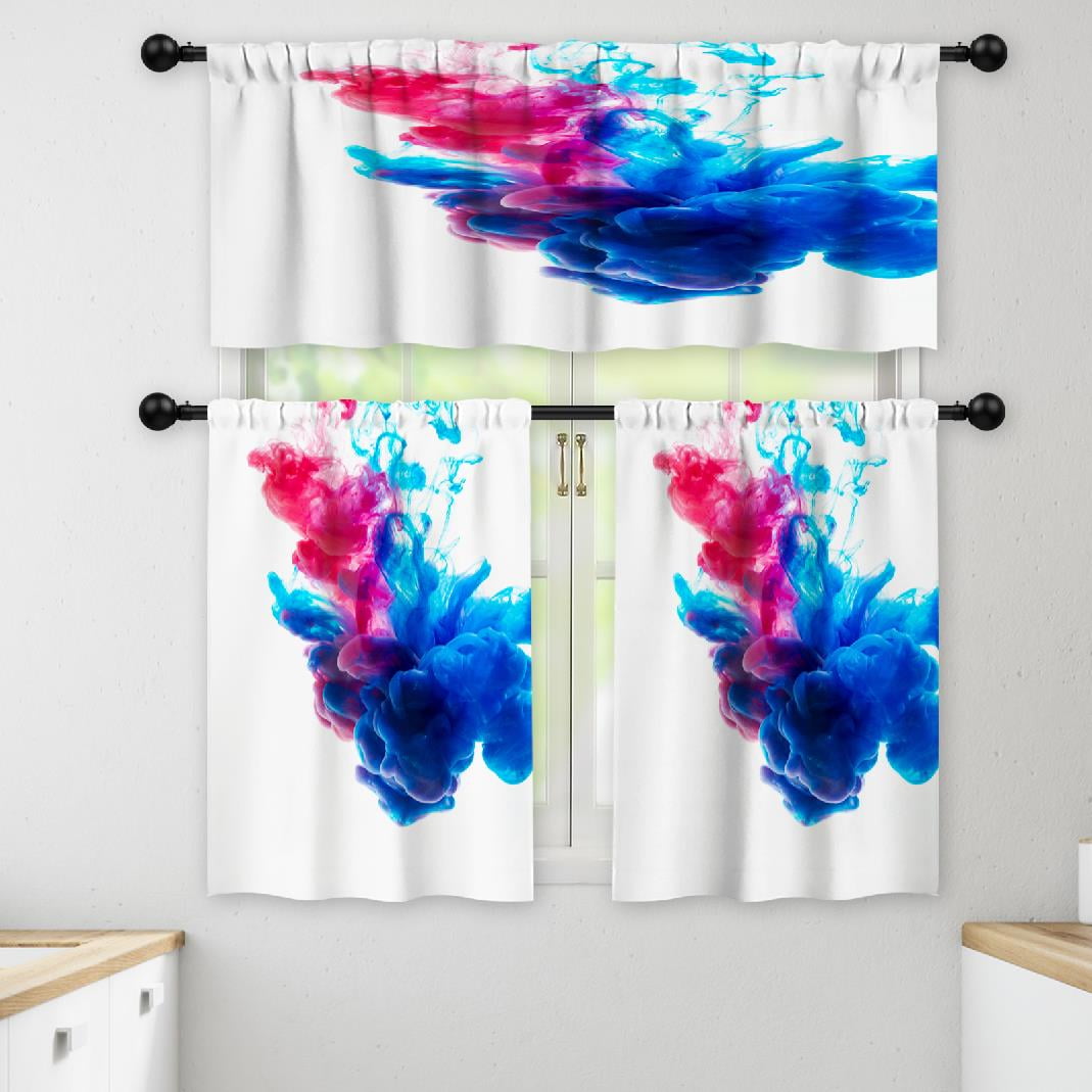 LALILO Kitchen Curtains and Valances Set of 3 36" Liquid And Window ...