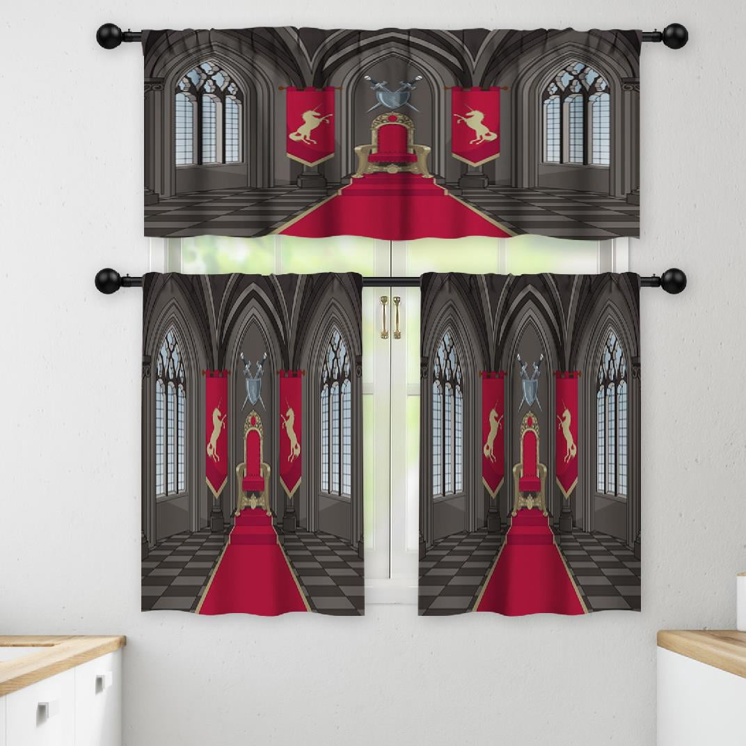LALILO Kitchen Curtains and Valances Set of 3 36" Medieval Window ...