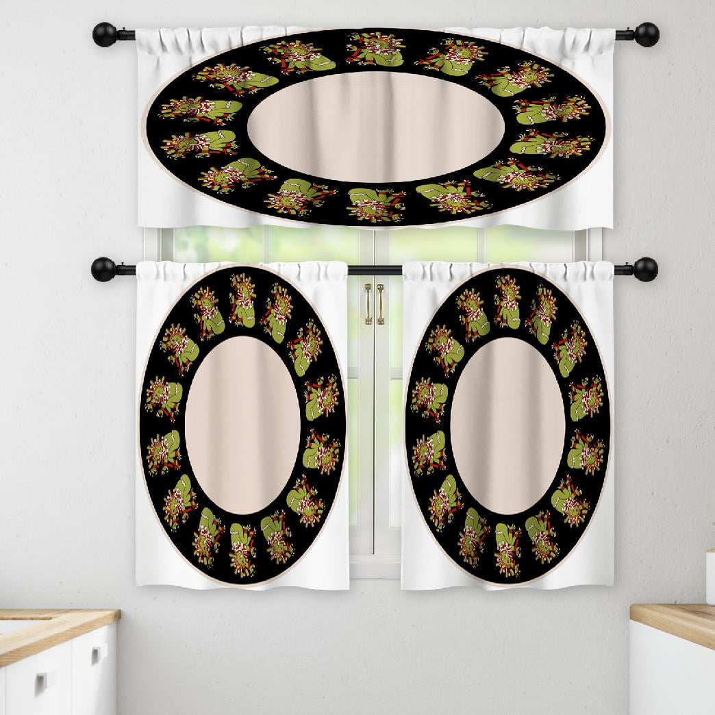 LALILO Kitchen Curtains and Valances Set of 3 36" Round Window ...
