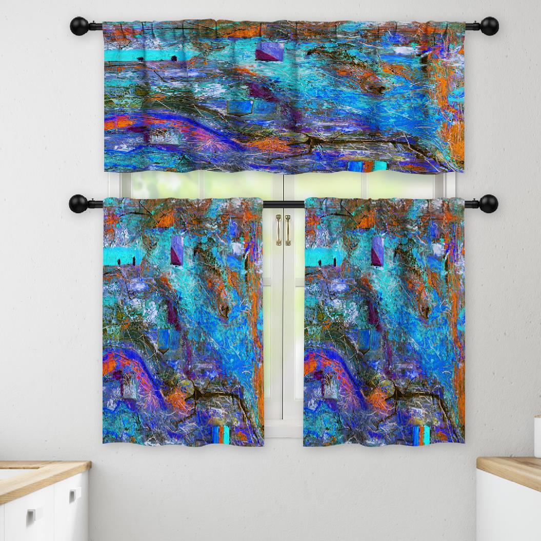 LALILO Kitchen Curtains and Valances Set of 3 36" Scale Oil Window ...