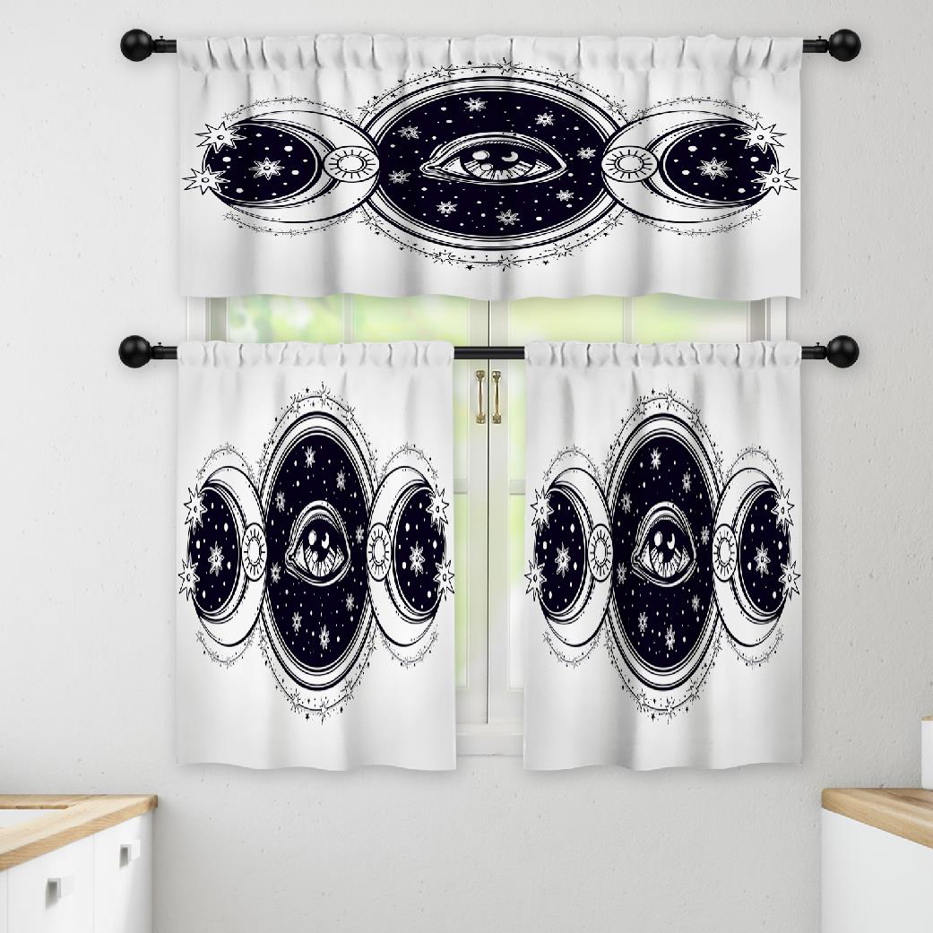 LALILO Kitchen Curtains and Valances Set of 3 36" Seeing Eye Window ...