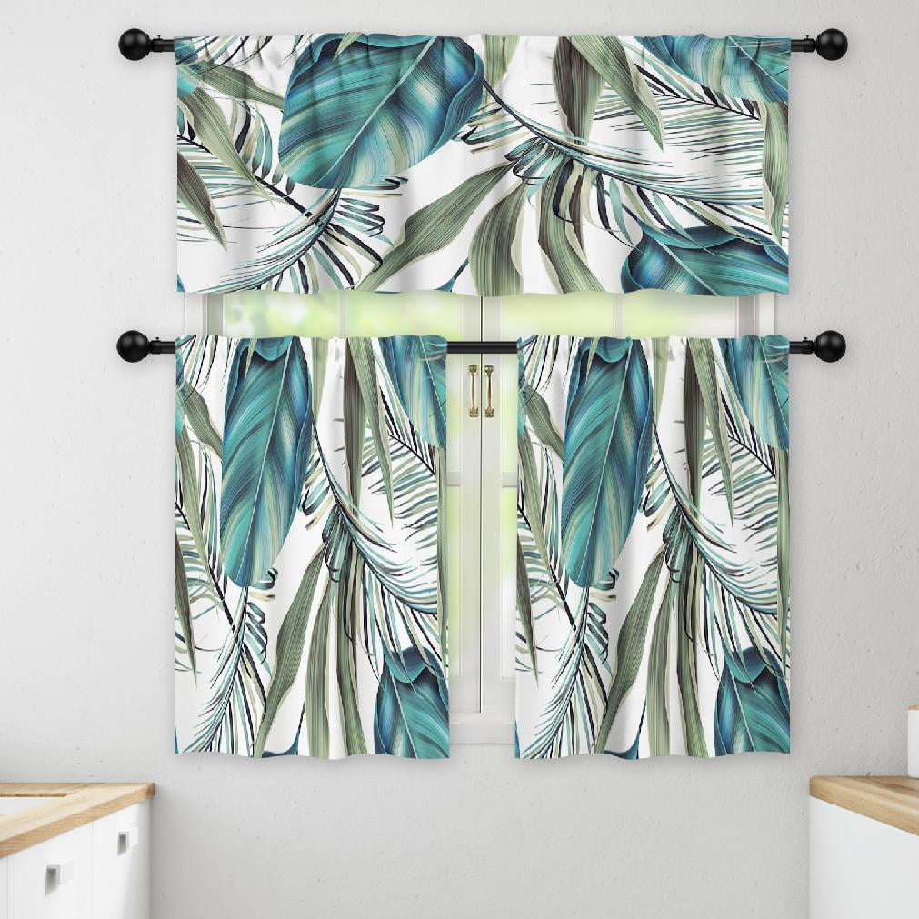 LALILO Kitchen Curtains and Valances Set of 3 36" Tropical Window ...