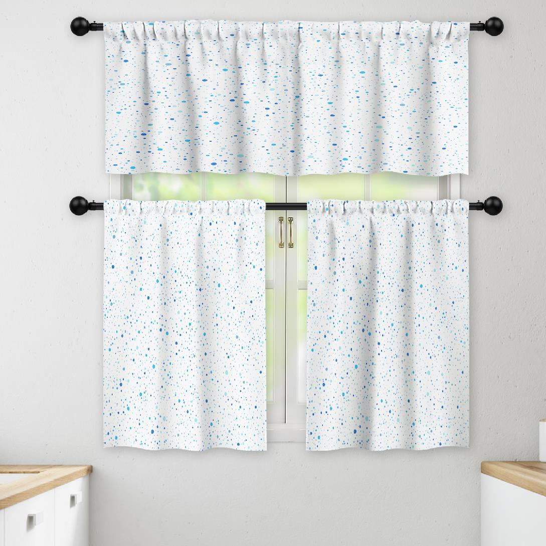 LALILO Kitchen Curtains and Valances Set of 3 36" Uneven Window ...