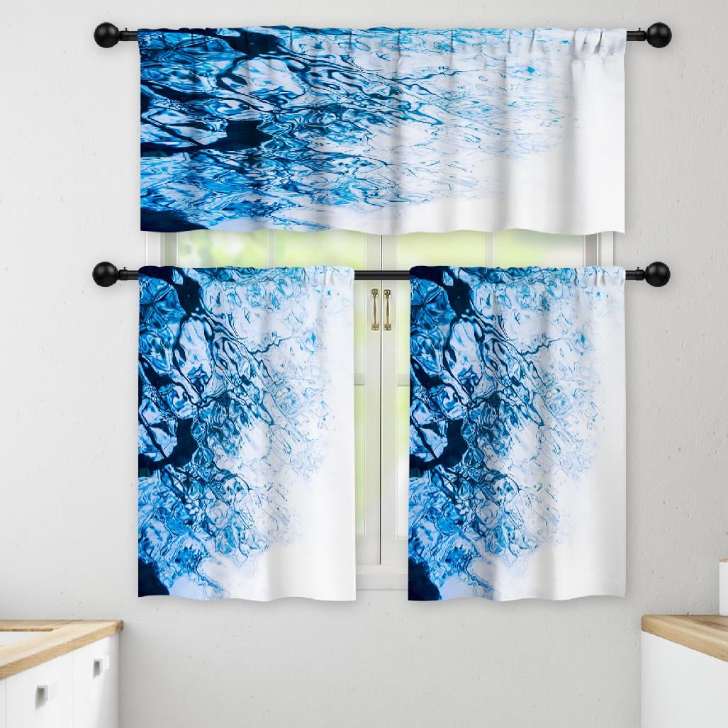 LALILO Kitchen Curtains and Valances Set of 3 36" Waving Window ...