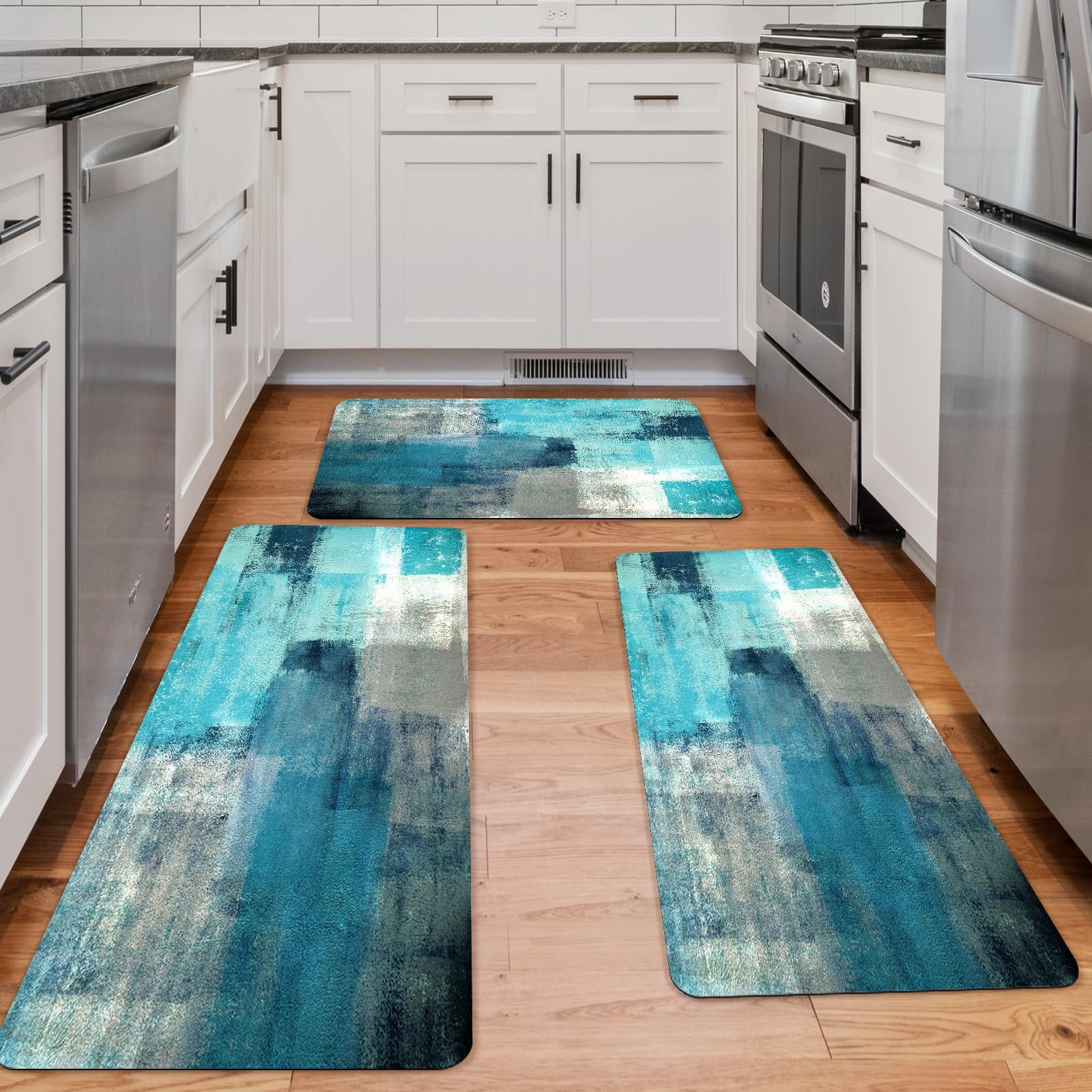 LALILO Kitchen Rugs Sets of 3 Non Slip Washable Rubber Kitchen Mats ...