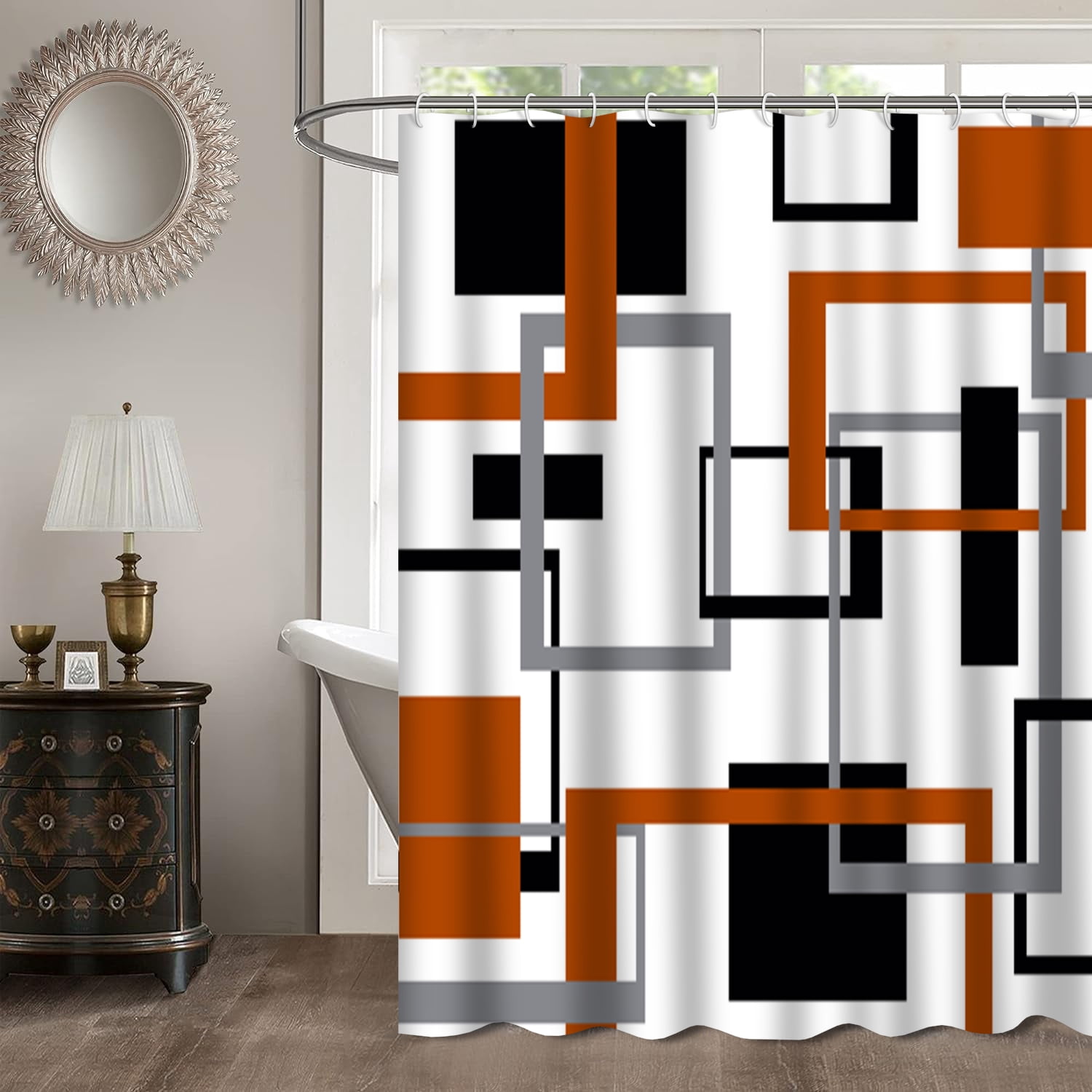LALILO Orange Fabric Shower Curtain for Bathroom ,Waterproof Shower ...