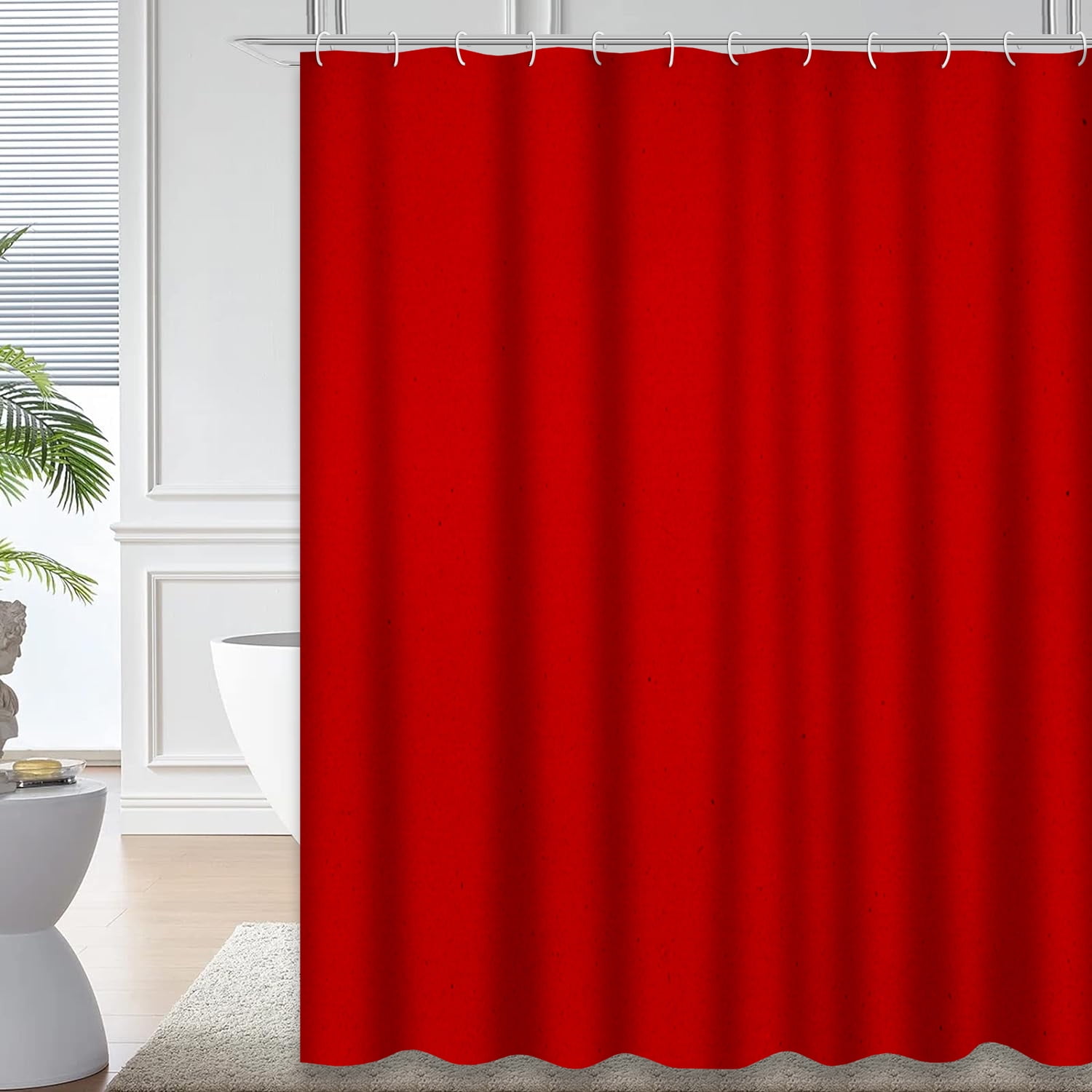 LALILO Red Dark Waterproof Shower Curtain,Solid Red with Valentine Day ...