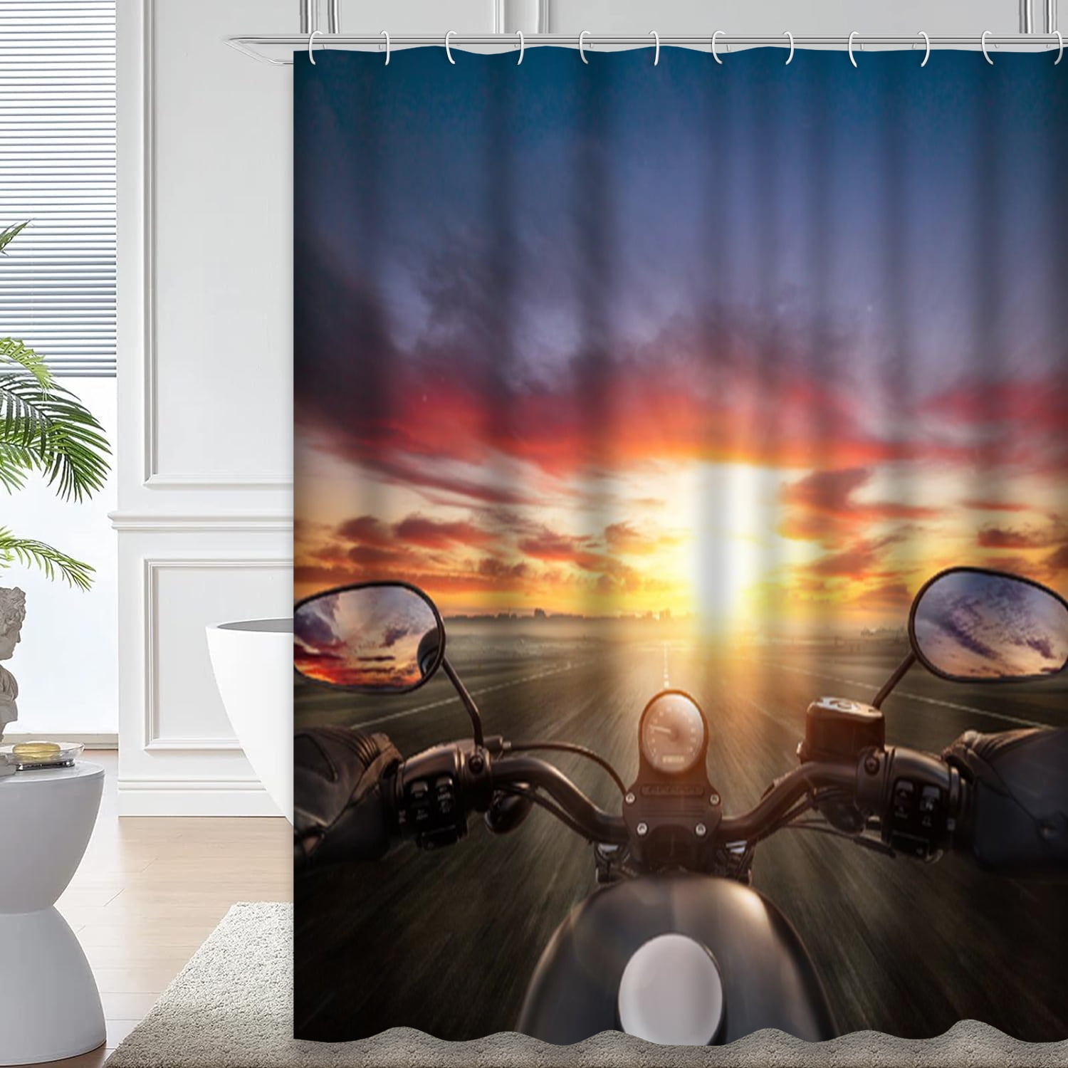 LALILO Sky Steel Summer Waterproof Shower Curtain,Motorcycle Driver ...