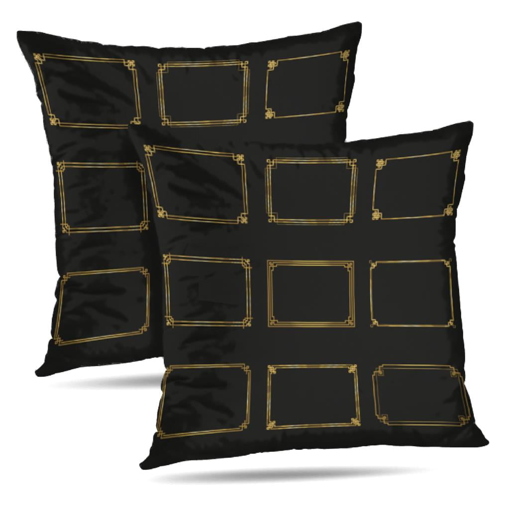 LALILO Throw Pillow Covers Art Gold Horizontal Frames And Borders ...
